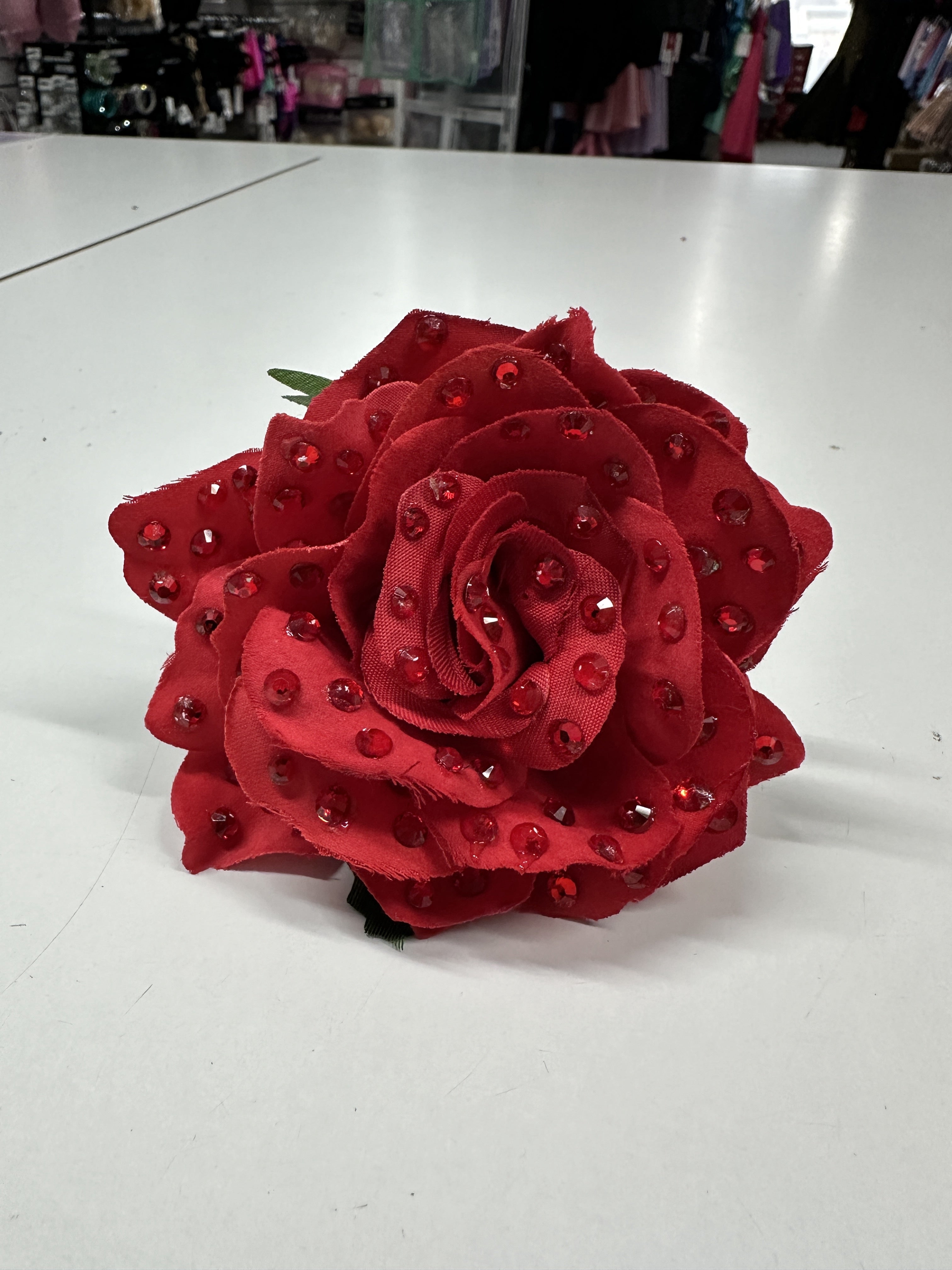 Decorated Red Rose with Clip – MM Dance Supplies